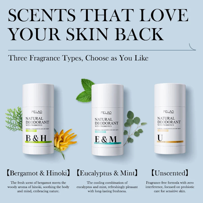 Cooling Combination Eucalyptus Mint Natural Deodorant Stick Probiotic ...